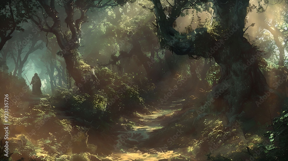 Orc Warriors Emerging from the Shadows of an Enchanted and Foreboding ...