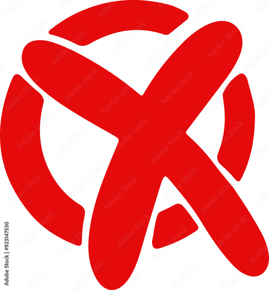 A bold, red "X" symbol on a white background, representing a mark of ...