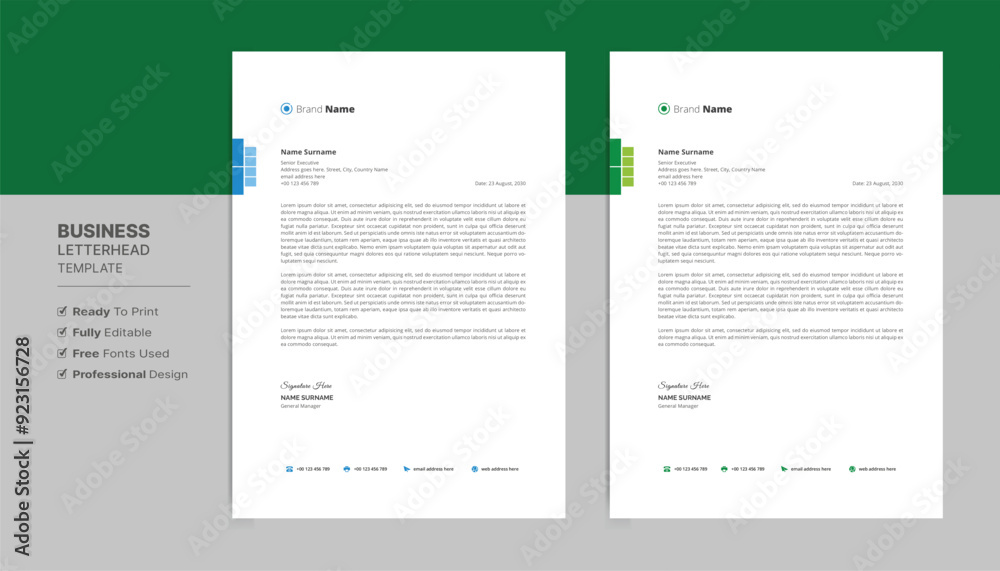 Professional letterhead format template, business style letterhead ...