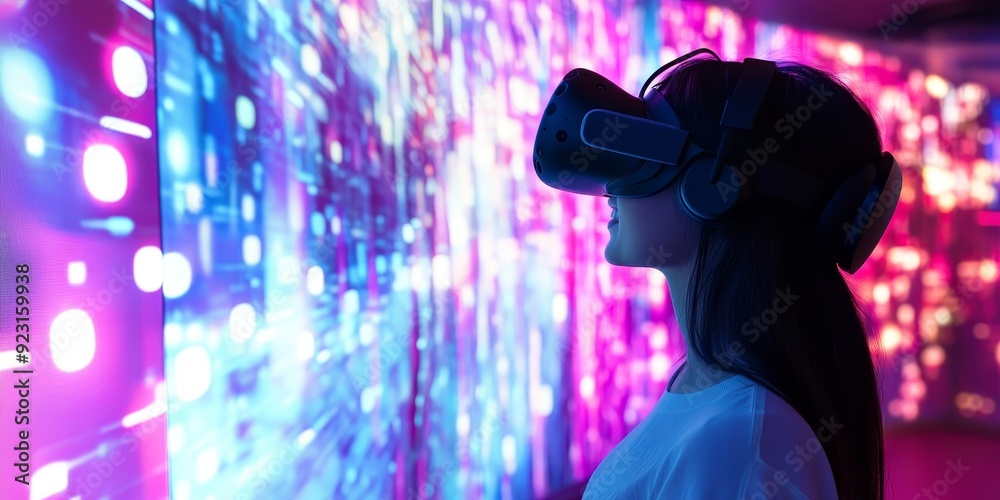An engaging virtual reality experience with users wearing VR headsets ...