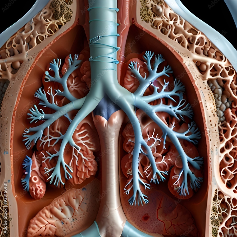 Lung anatomy showing alveoli and bronchial tubes Stock Illustration ...