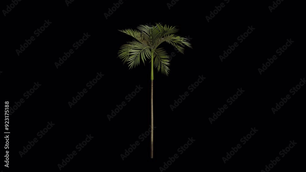 Areca Tree blowing in the wind. Wind blows the Betel-nut Palm Tree ...