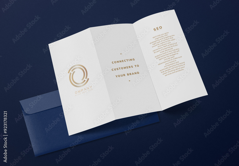 Stationery Flataly Trifold Brochure And Envelope Mockup Stock Template ...