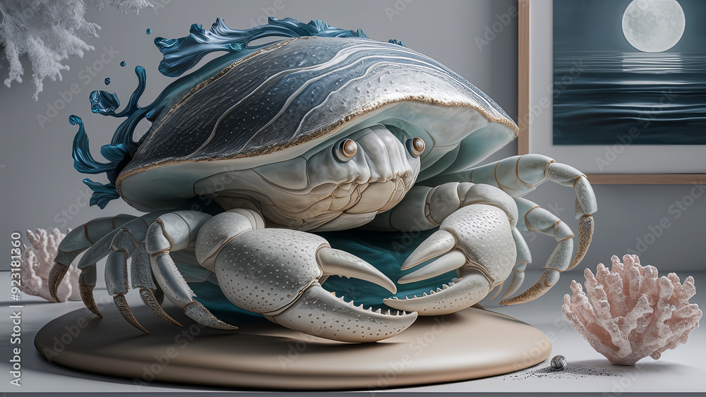 Graceful and emotive sculpture of Cancer depicted as a crab with ...