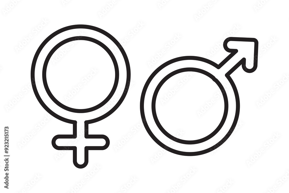 Unisex Icon Designed in a Line Style, Gender icon vector design. Male ...