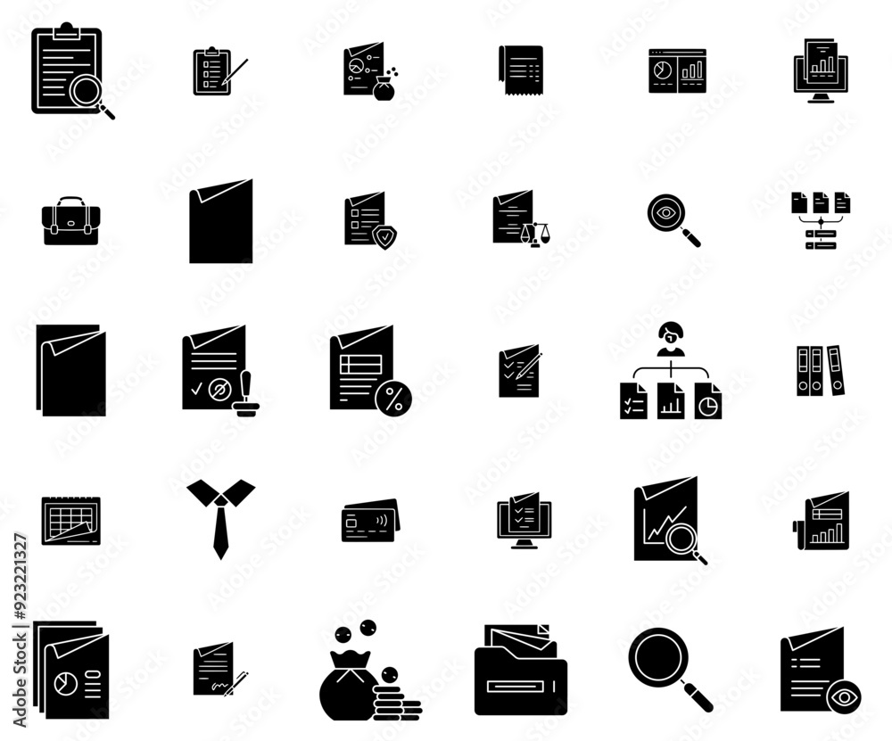Set Of Business Management Icons Collection Isolated Silhouette Solid ...