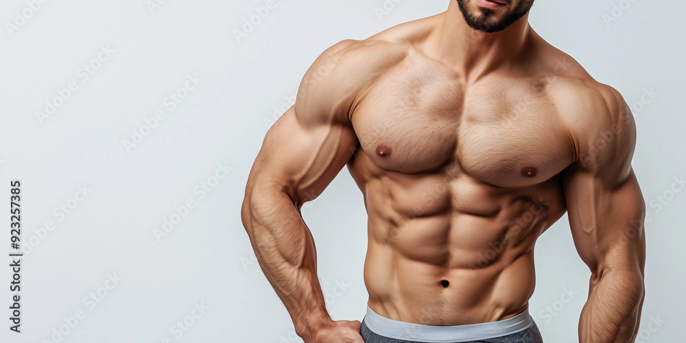 muscular athlete young man with abs isolated on white background Stock ...