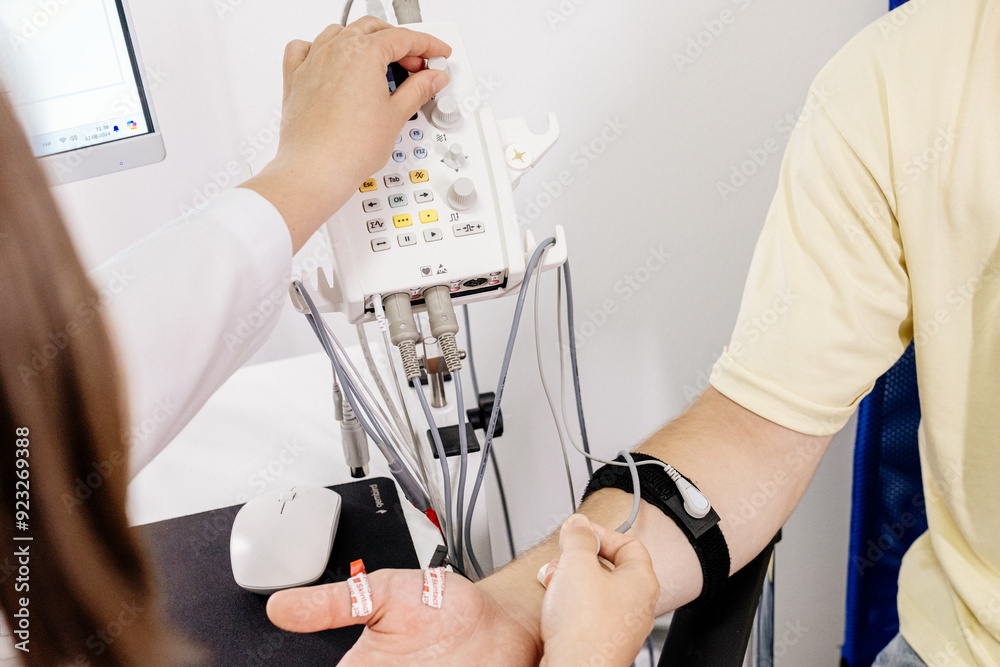 Electromyography for testing patient nerve activity. A modern medical ...