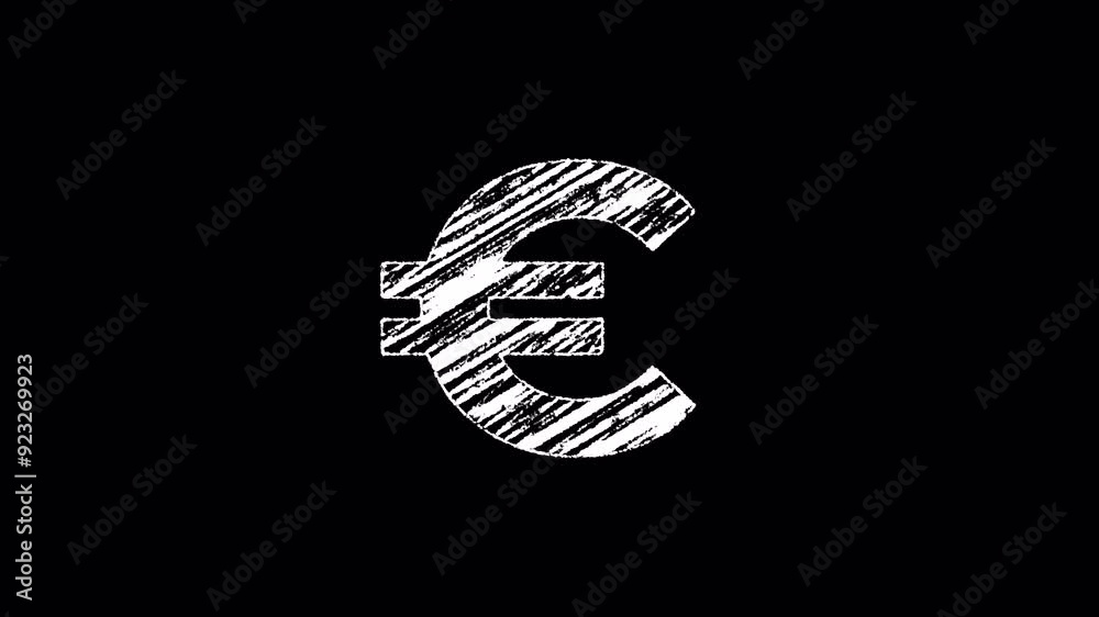 Animated euro currency with drawing in scribble texture, isolated ...
