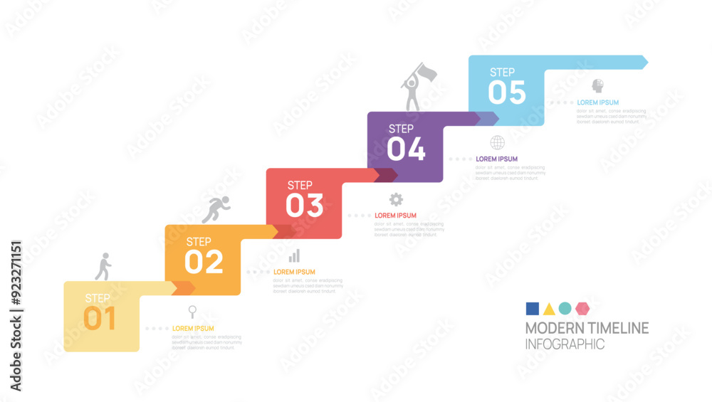 Photo ladder Infographic connected arrow labels 5 steps to success ...