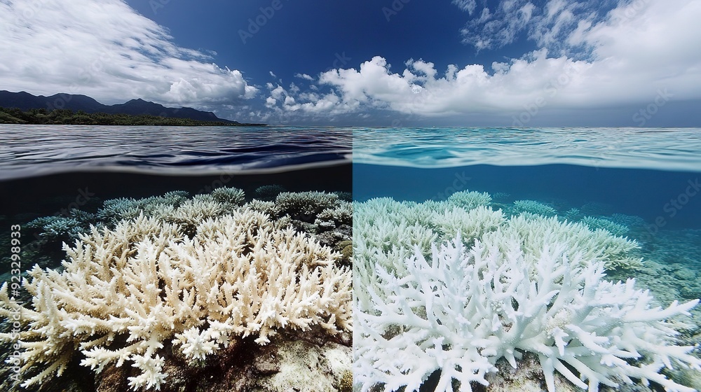 Contrasting Worlds: Vibrant vs. Bleached Coral Reefs - Climate Change's ...