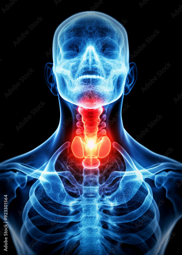 Swollen Thyroid Gland Captured in Detailed X-Ray: Enlarged Gland on ...