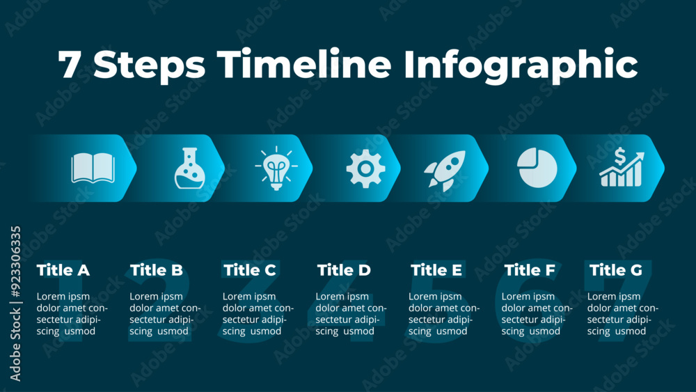 7 options parts timeline. Infographic Roadmap. Arrows Diagram. Pathway ...