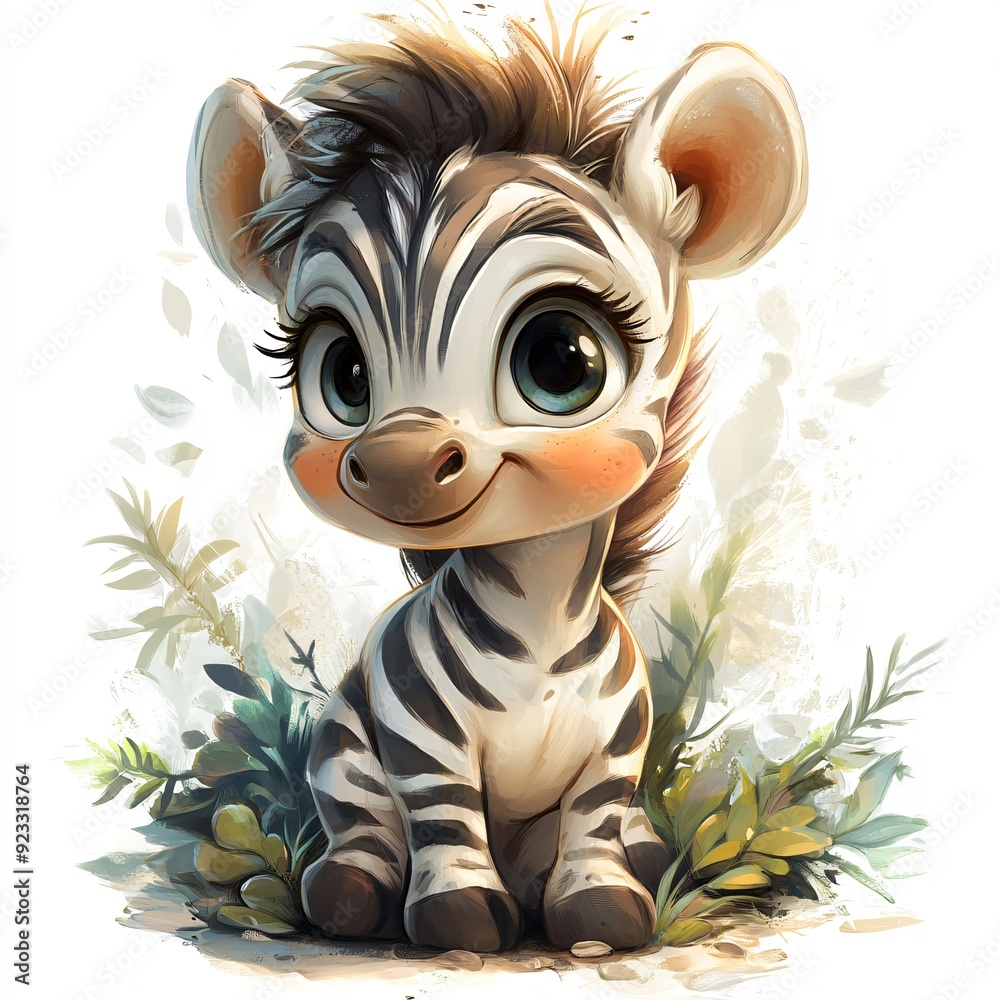 Cute cartoon baby zebra character for children's book design and ...