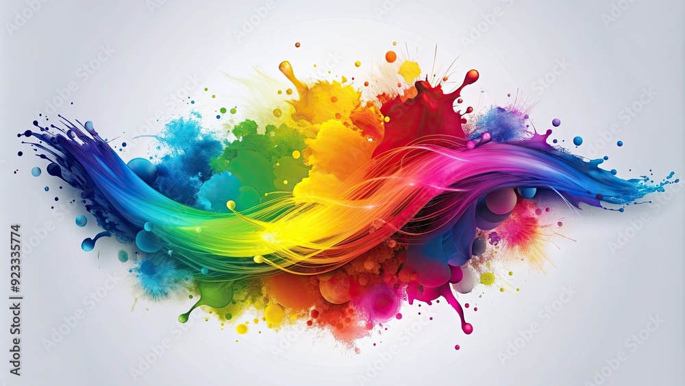 Vibrant with overlapping CMY colors creating a logo design with ink ...