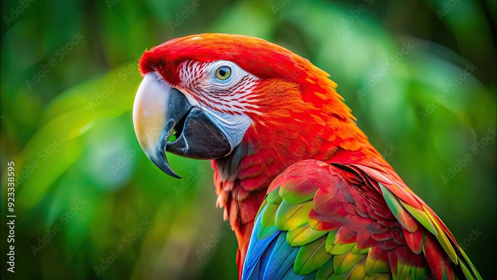 Hybrid macaw with vibrant colors, a mix between a Great Green Macaw and ...