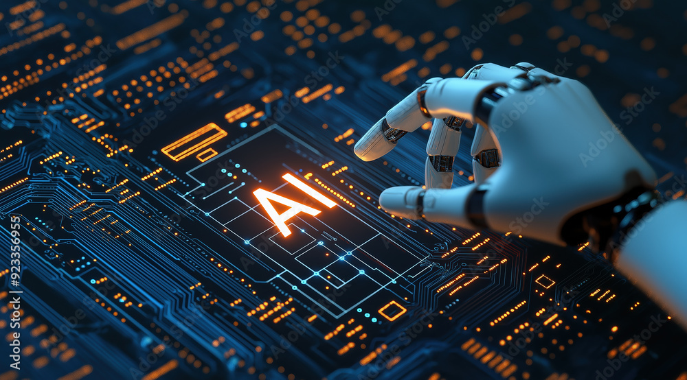 AI Artificial intelligence cyber. Futuristic AI abstract design, intricate circuitry pattern. AI ...