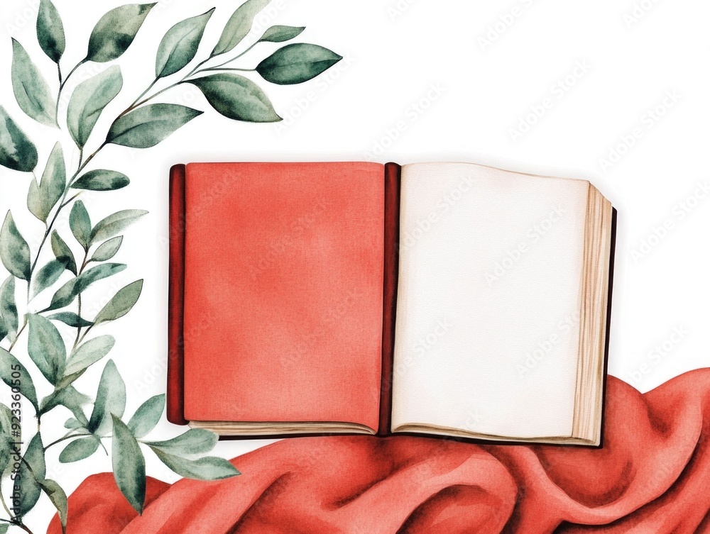 Detailed watercolor depicting a cozy reading journal with handwritten ...