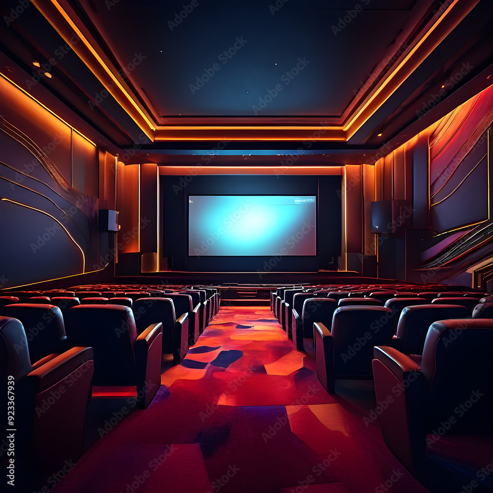 Empty Movie Cinema Auditorium Theater Interior with aisle seats For ...