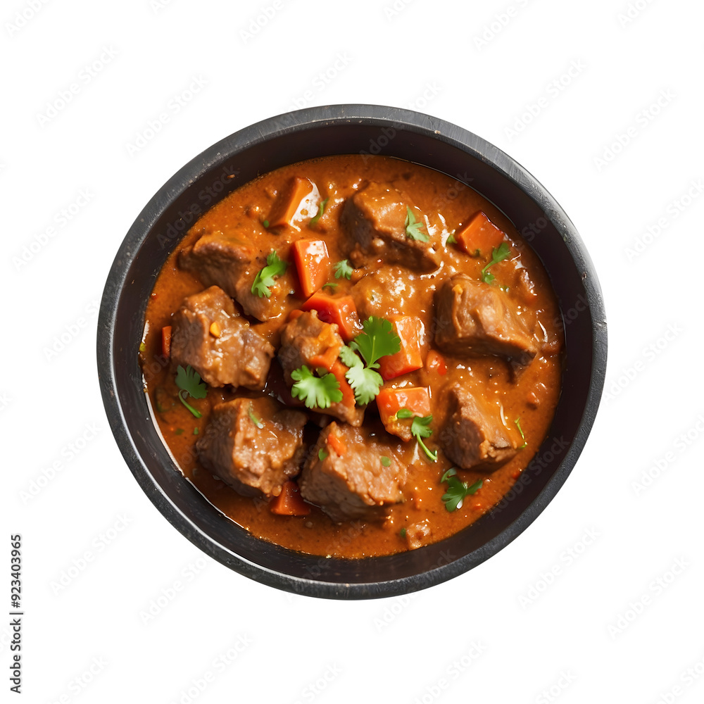 Traditional Mutton Curry in an Iron Pan Isolated on a Transparent ...