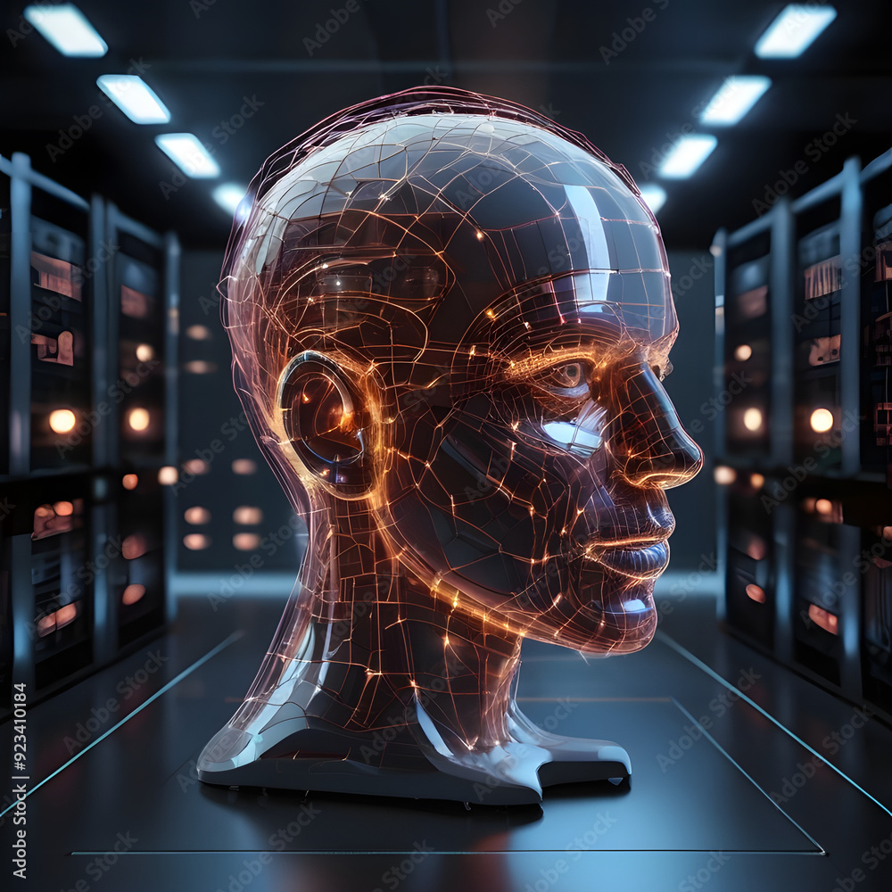 Digital illustration of a human brain and skull, highlighting neural ...