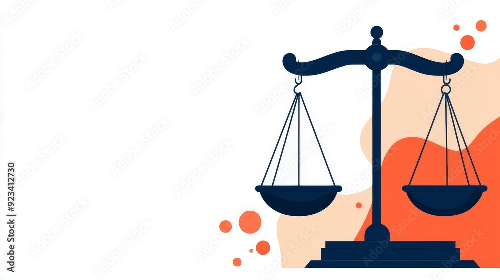 Scales of justice with ethical symbols, representing balanced morality ...