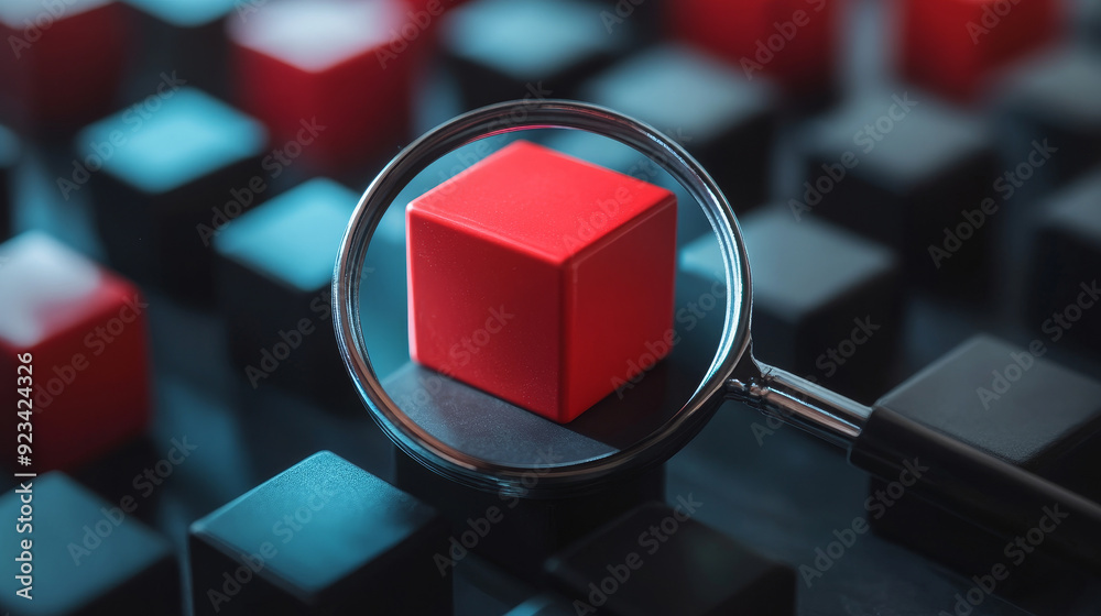 "A mock-up illustrating a risk management concept with a magnifying ...