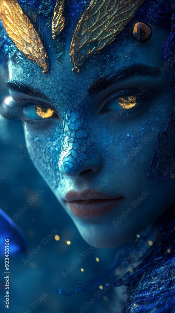 Incredible Ultramarine Haired Female Creature from the Mariana Trench, Ultra Realistic ...