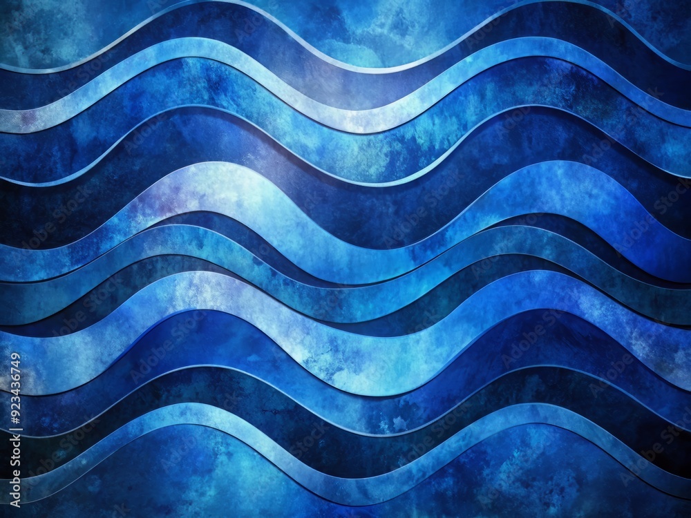 Vibrant dark blue abstract background featuring wavy curved lines ...