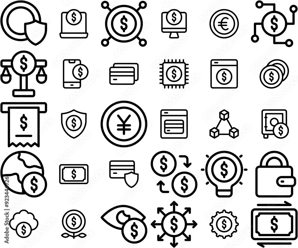A Collection Of Fintech Icons Web Header Banner Design Containing ...