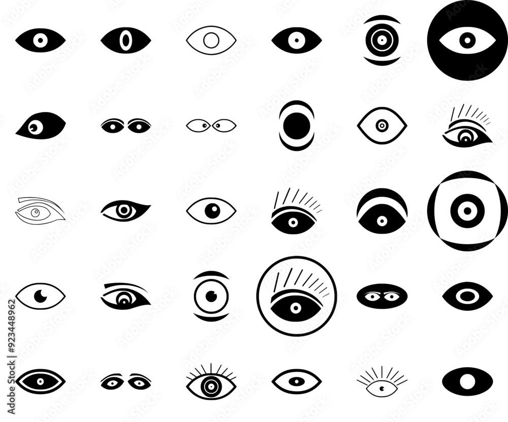 Set Of Linear Eye Vector Symbols Apps, Websites Ui Designs Suitable For ...