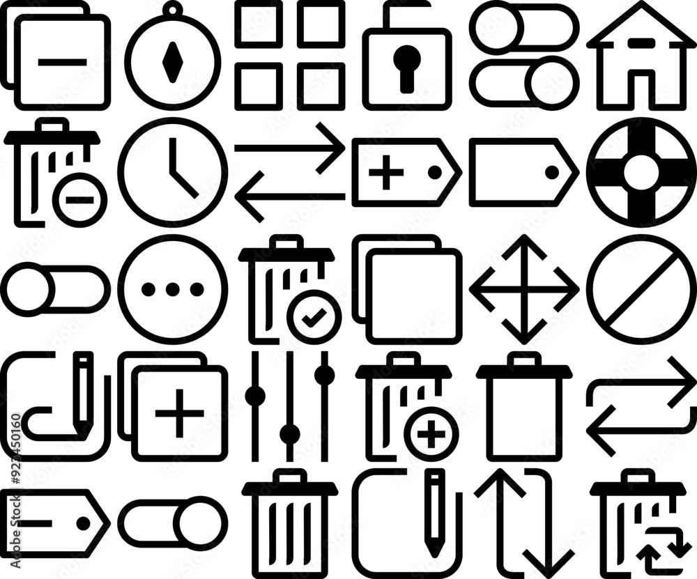 Mega Set Of Vector Essential Minimal Icon Icons Silhouette Vector Logo ...