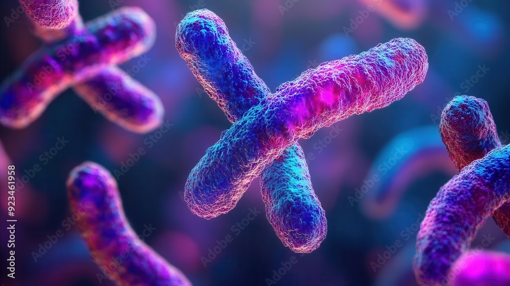 Chromosomes aligning during meiosis, captured under a microscope with ...