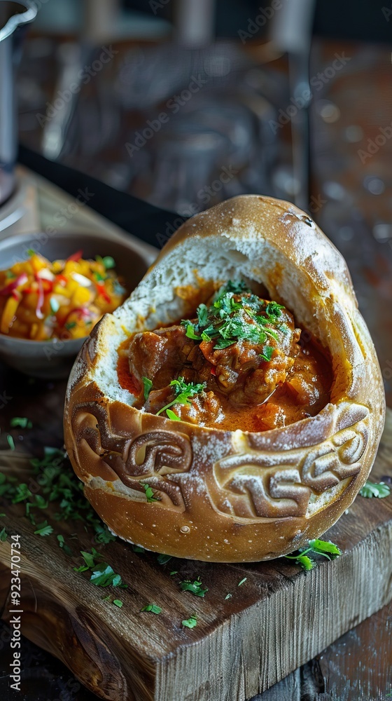 Bunny Chow - South African mutton curry served inside a hollow bread ...