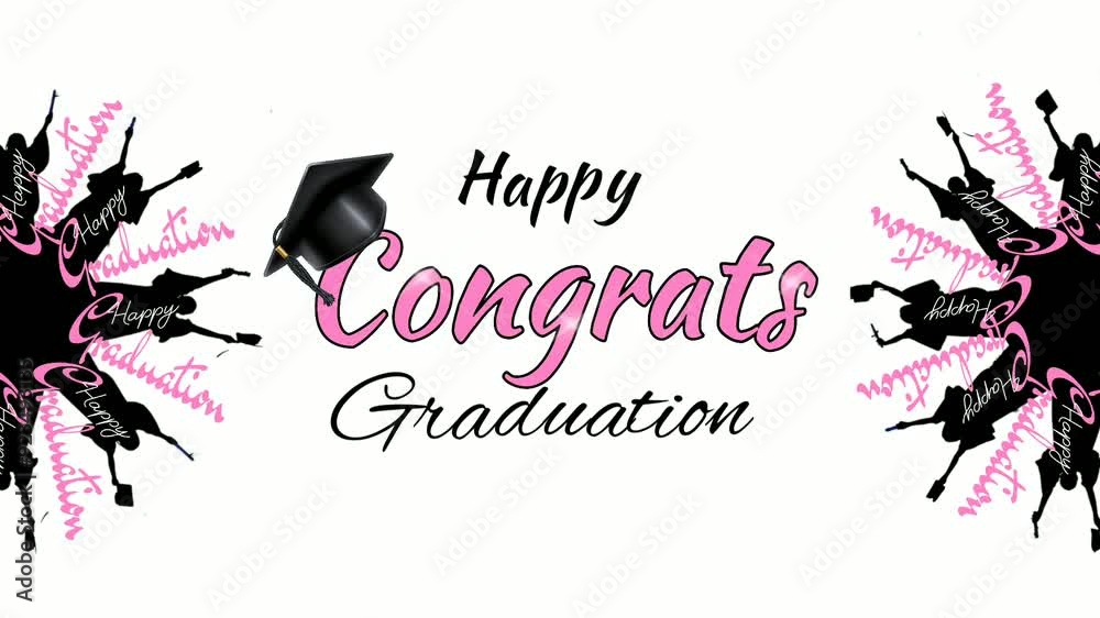 Congratulations Graduates animation. Animated Pink text with student ...