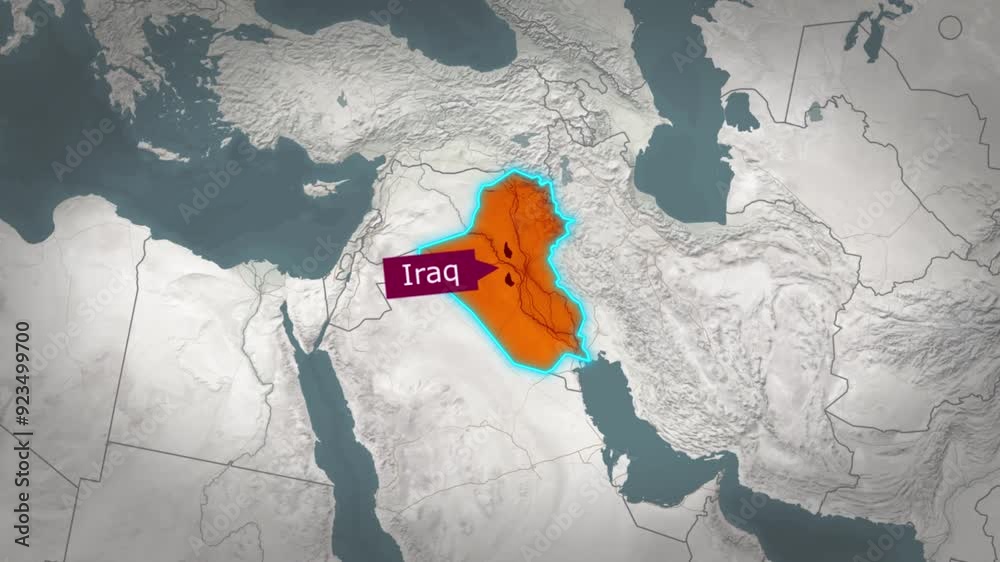 Vídeo do Stock: Iraq zoom map with text. Map of Iraq. Iraq Map ...