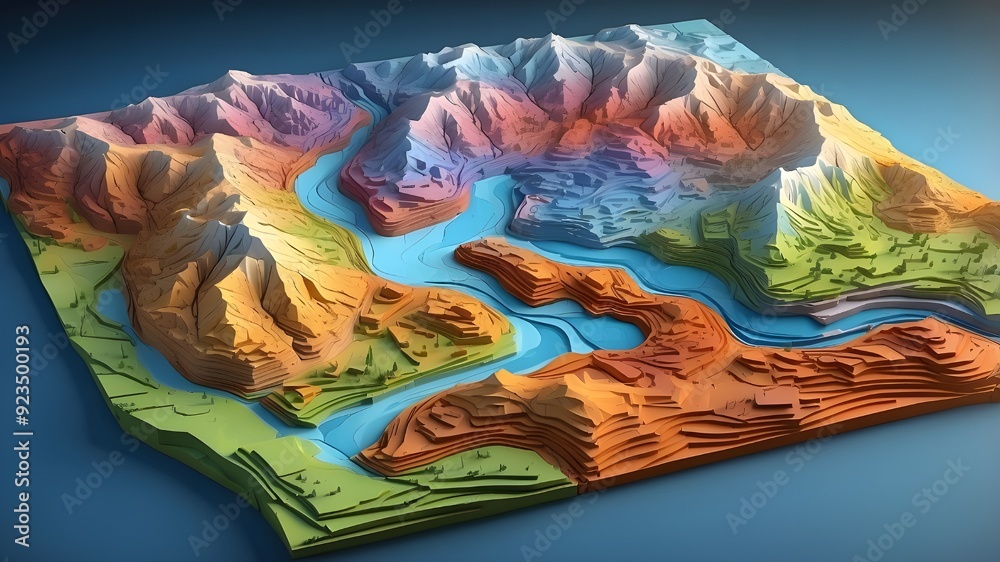 Topography, elevation, and spatial data are highlighted in this digital ...