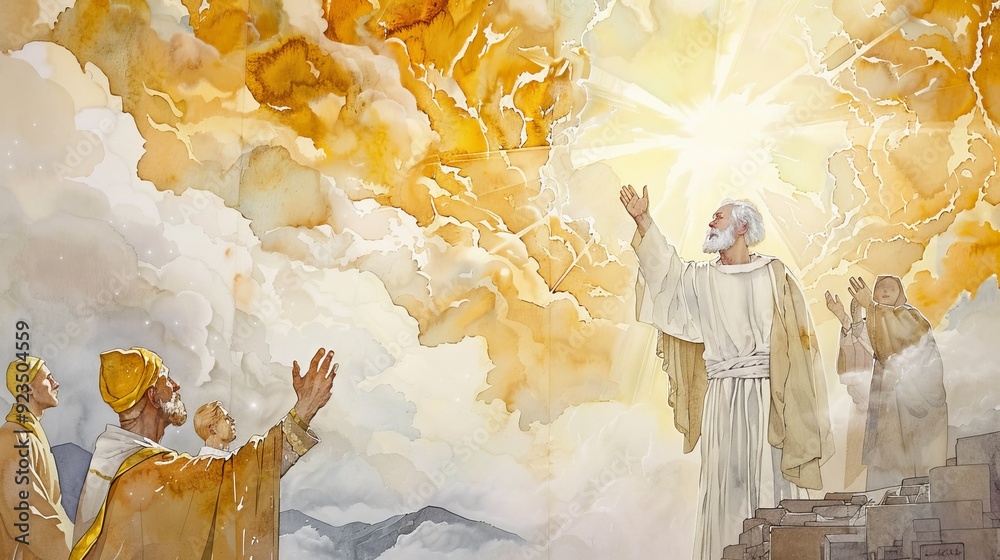 Biblical Illustration of Apostle John Receiving Vision of End Times ...