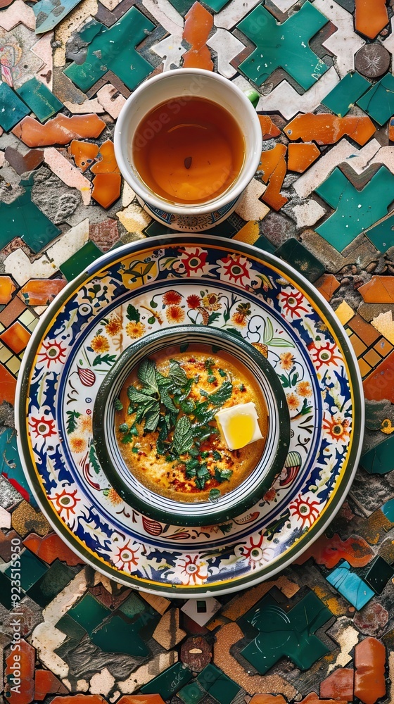 Homemade and traditional Arabic rghaif or msemen with honey and cream ...