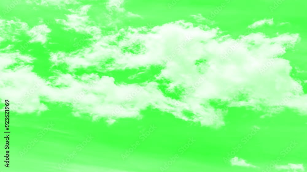 Moving flying clouds motion graphics with green screen background ...