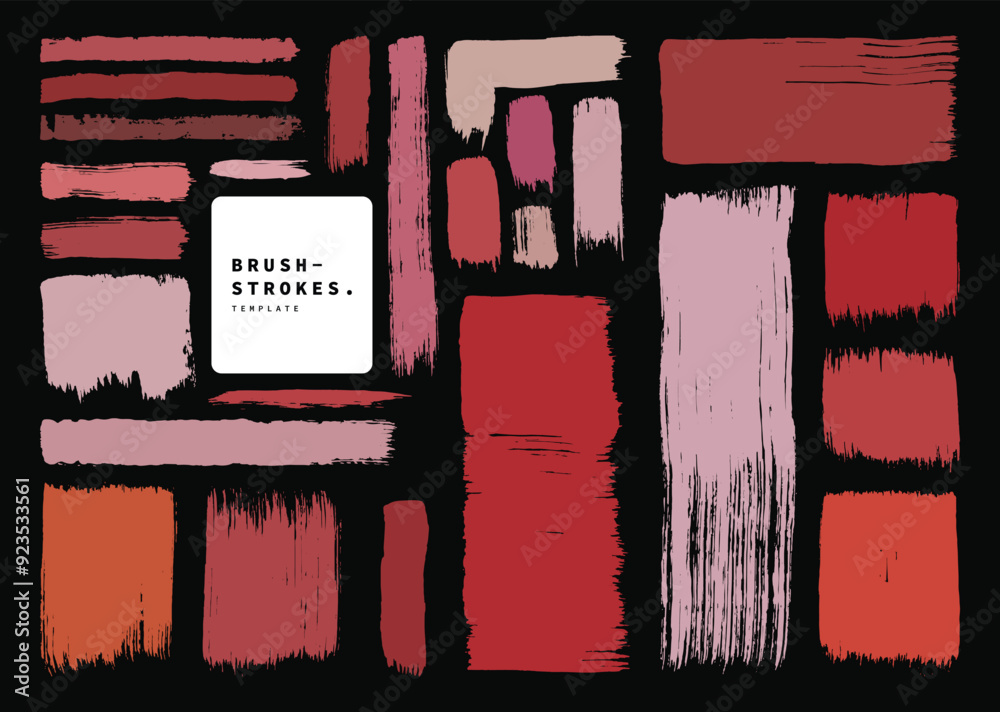 Abstract paint brush strokes design set. Vibrant grunge line stroke ...