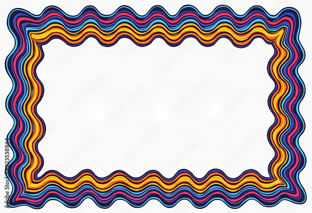Psychedelic Vector Frames: Colorful Squiggles, Wave Borders, and Retro ...