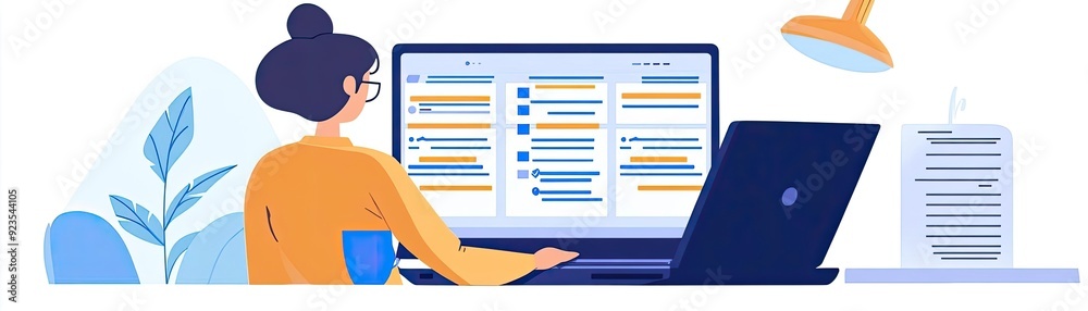 Person organizing a to-do list on a laptop, showcasing digital tools ...