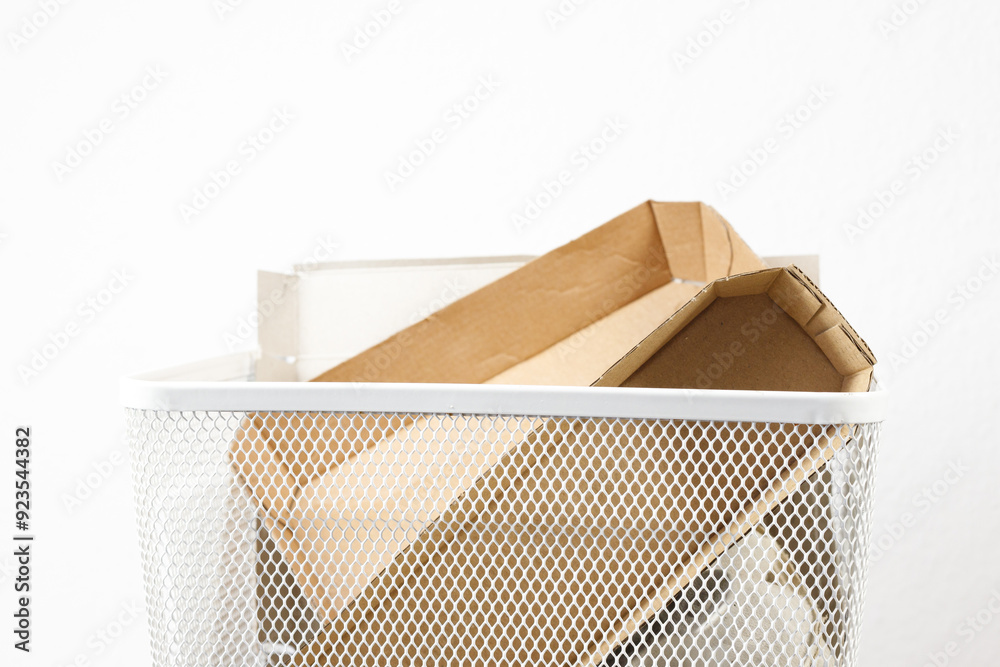 cardboard trash garbage can. sorting trash. paper and cardboard ...