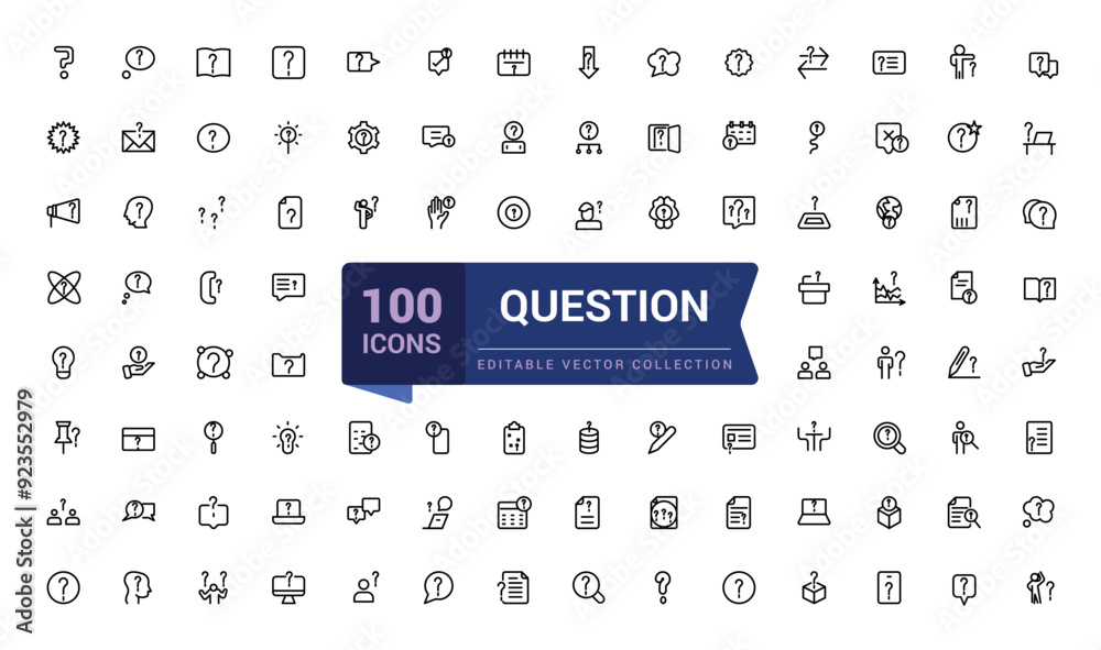 Simple set of question related line icons. Contains such icons as ...