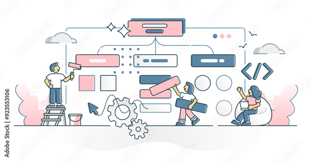 Building website project with coding, design and development outline ...
