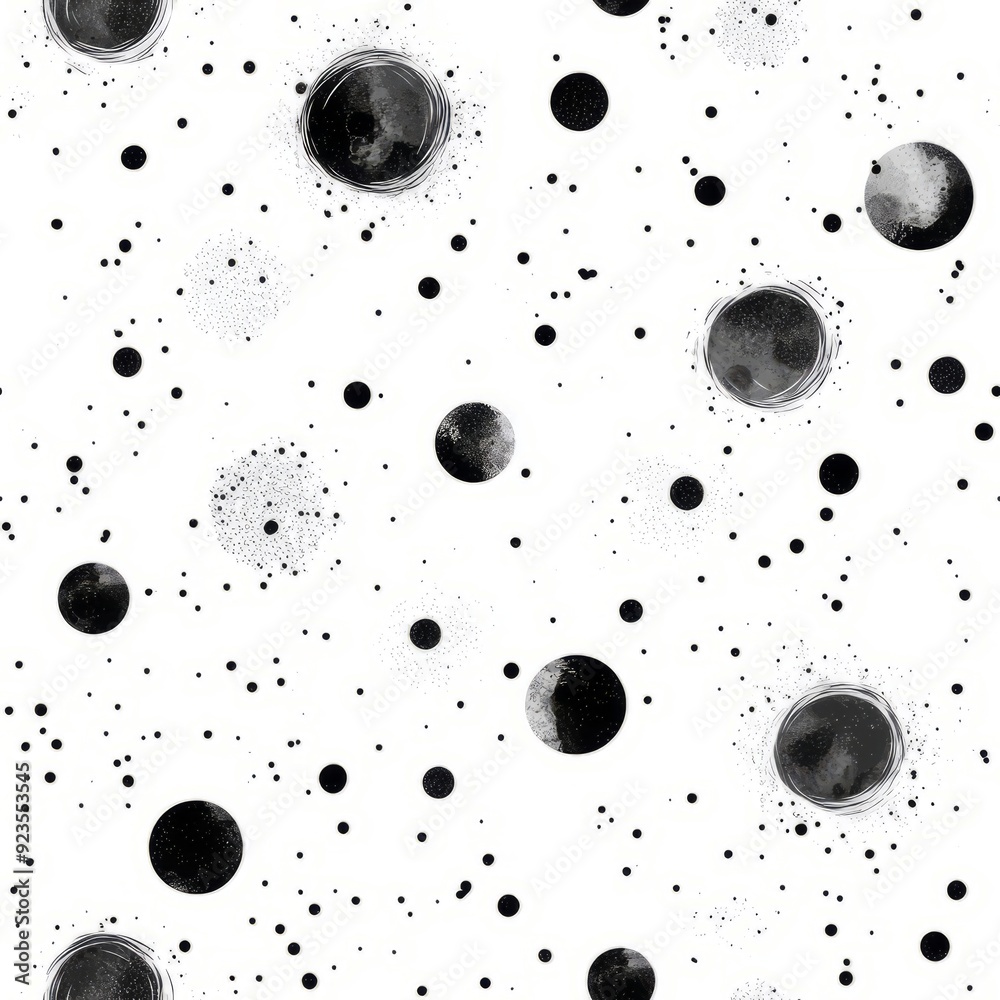 Seamless style, Spotted dot pattern with black dots on a white ...