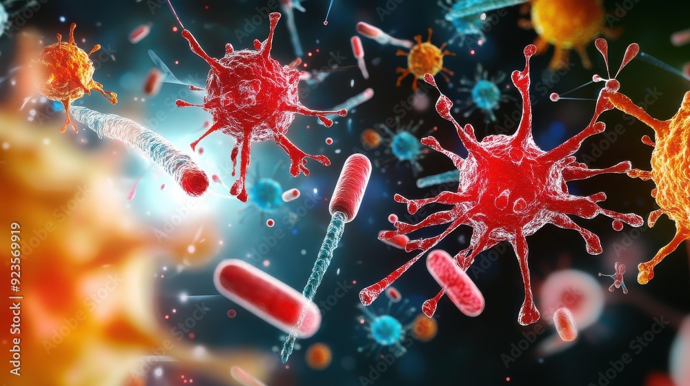 Microscopic 3D illustration of cellular damage from a genetic disease ...