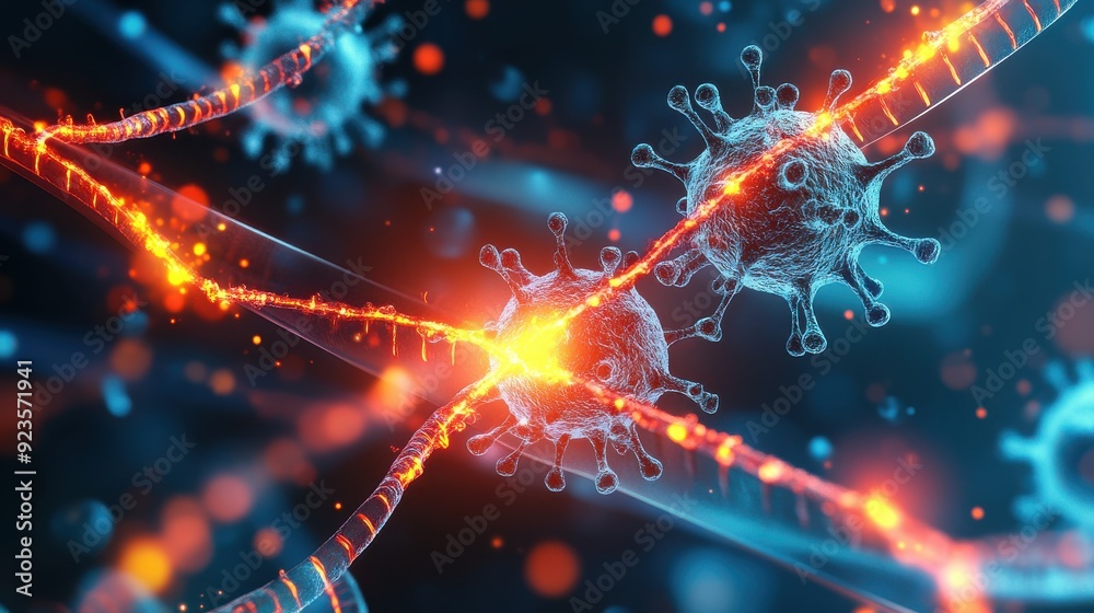 14082228 67 Close-up 3D illustration of a genetic disease affecting ...