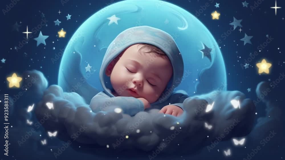 4K Animation Baby Sleeping Video Loop for lulaby loop videos Stock ...